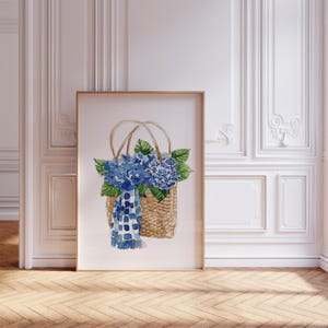 Blue Hydrangea Wall Art | Coastal Granddaughter Print | Grand Millenial ...