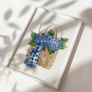 DIGITAL DOWNLOAD | Blue Hydrangea Wall Art | Preppy Blue Coastal ...