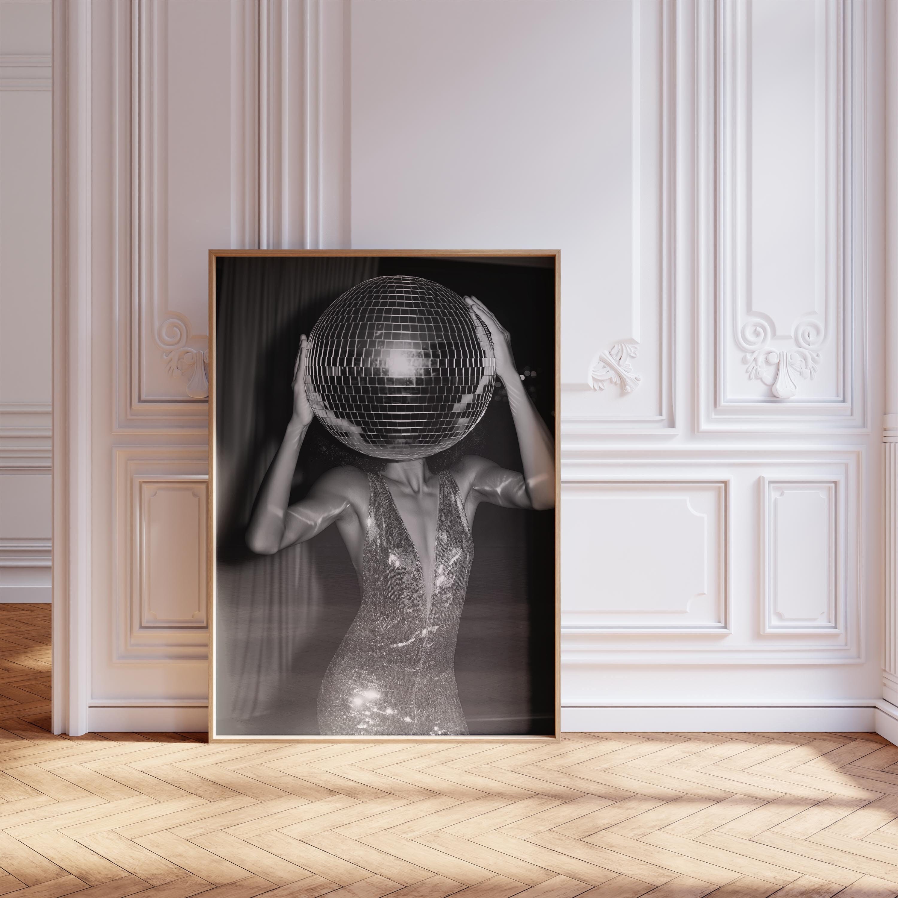Altered Art Print Mirrorball Poster Disco Ball Decor Retro Disco Ball ...