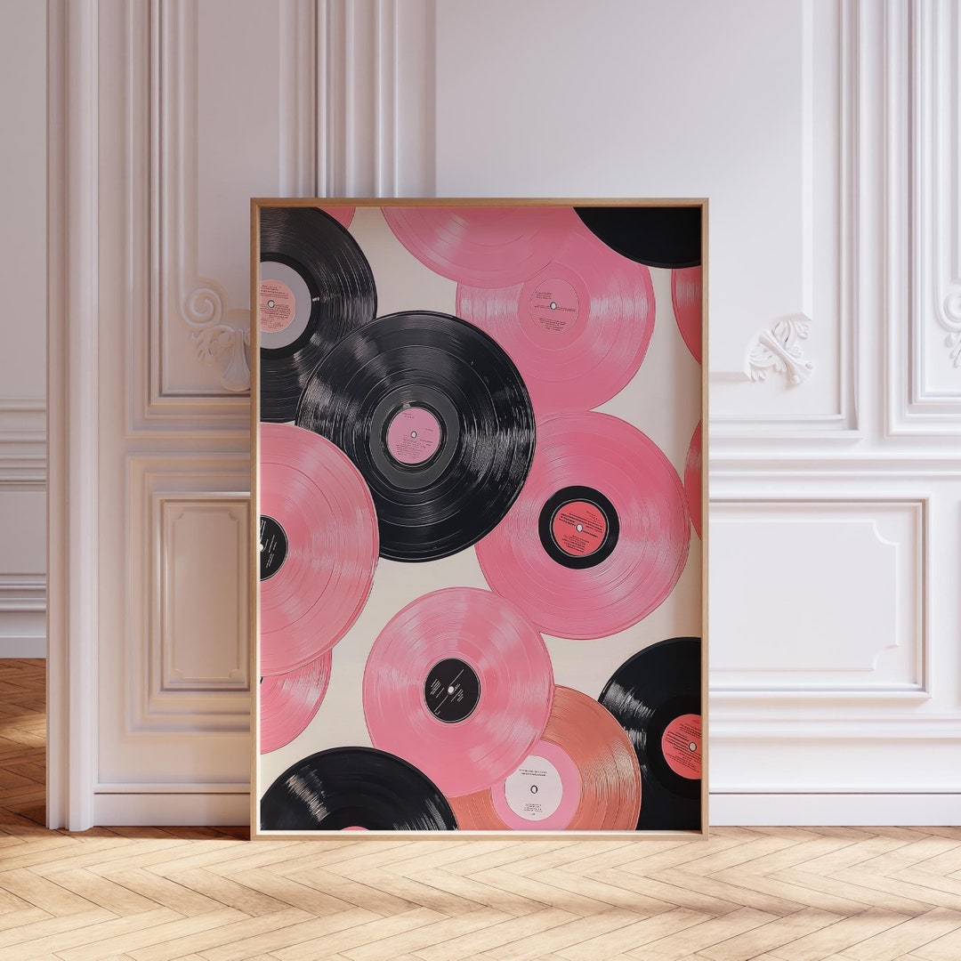 Pink Vinyl Record Poster | Retro Record Print | Vintage Vinyl Record ...