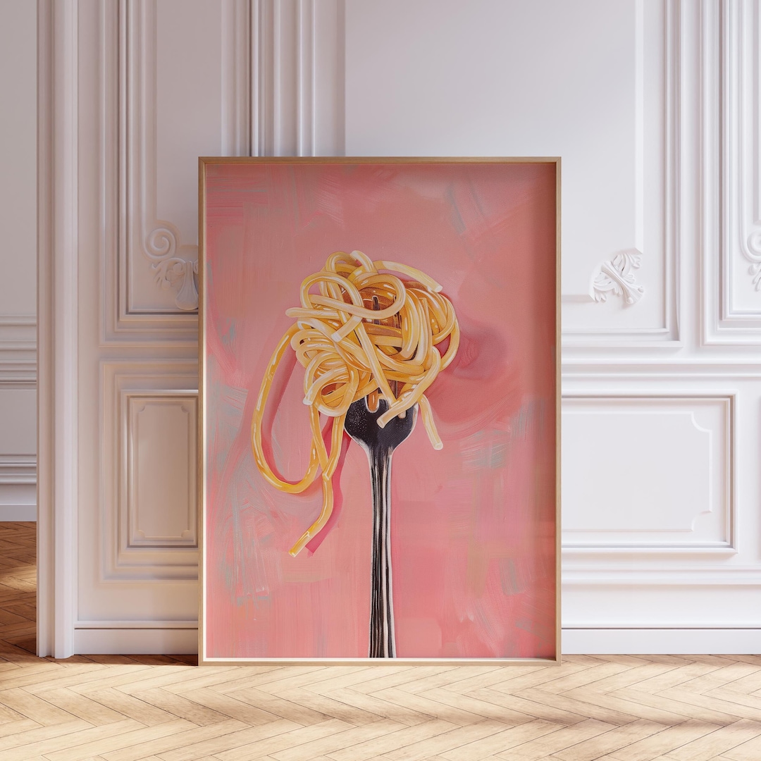 DIGITAL DOWNLOAD | Pink Pasta Print | Spaghetti Print | Girly Pasta ...