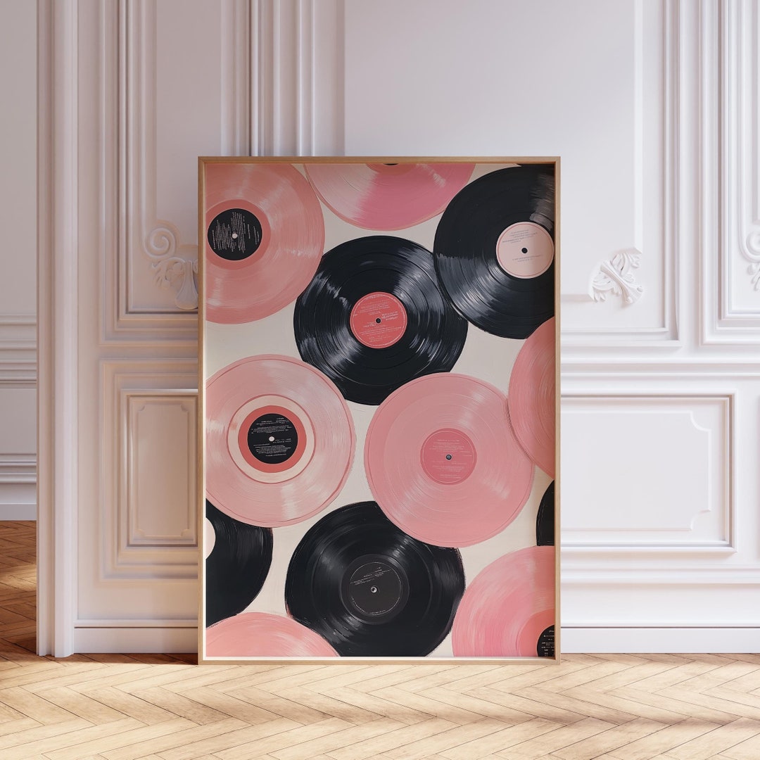 Pink Vinyl Record Poster Retro Record Print Vintage Vinyl Record Wall ...