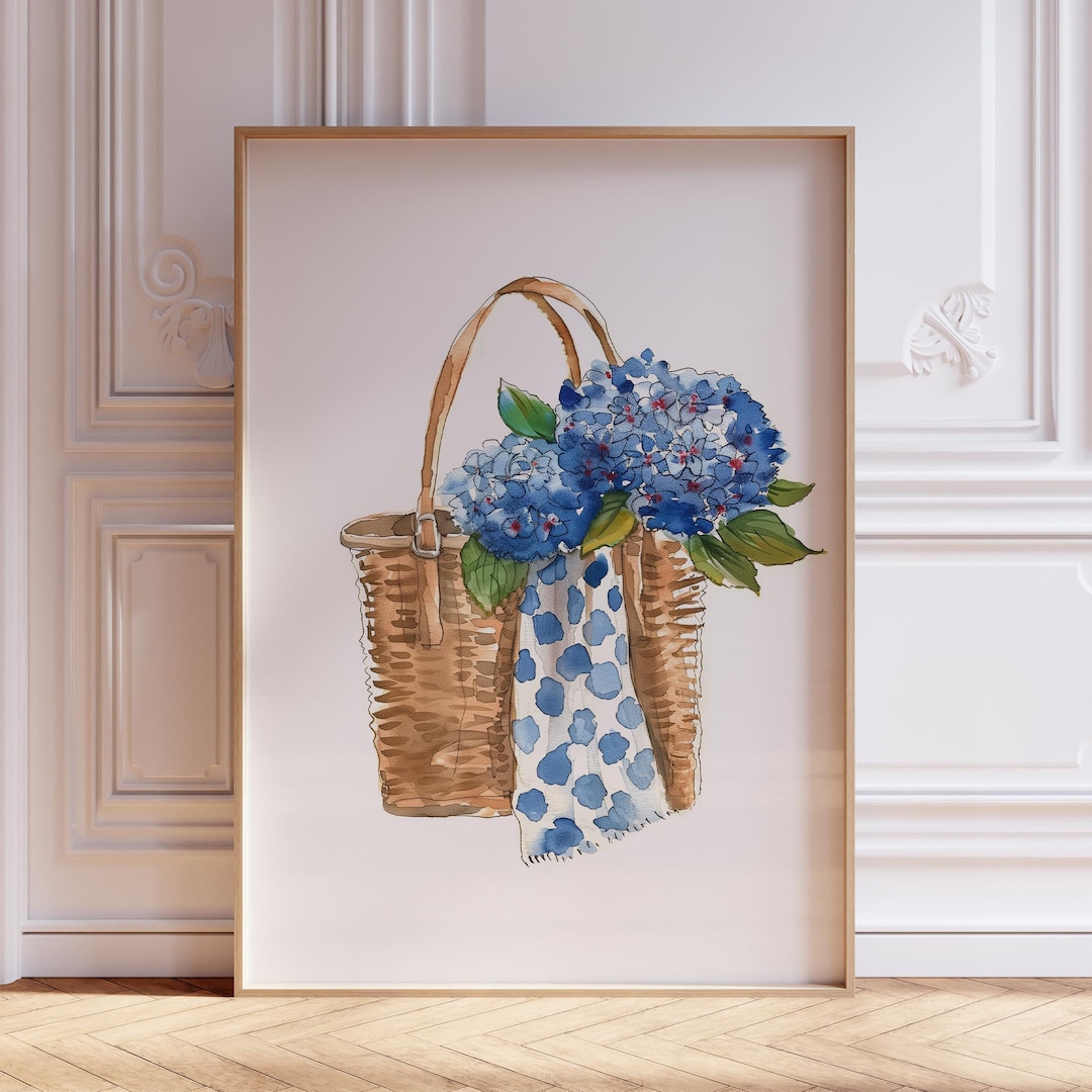 Preppy Blue Hydrangea Wall Art Print - Etsy