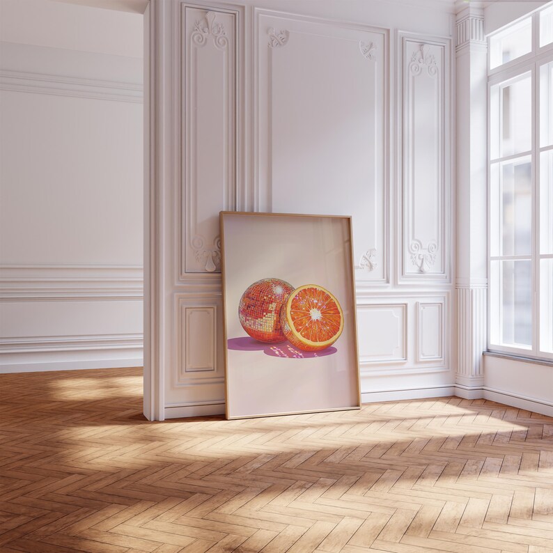 Fruit Disco Ball Print | Disco Orange Citrus Print | Cute Disco Print ...