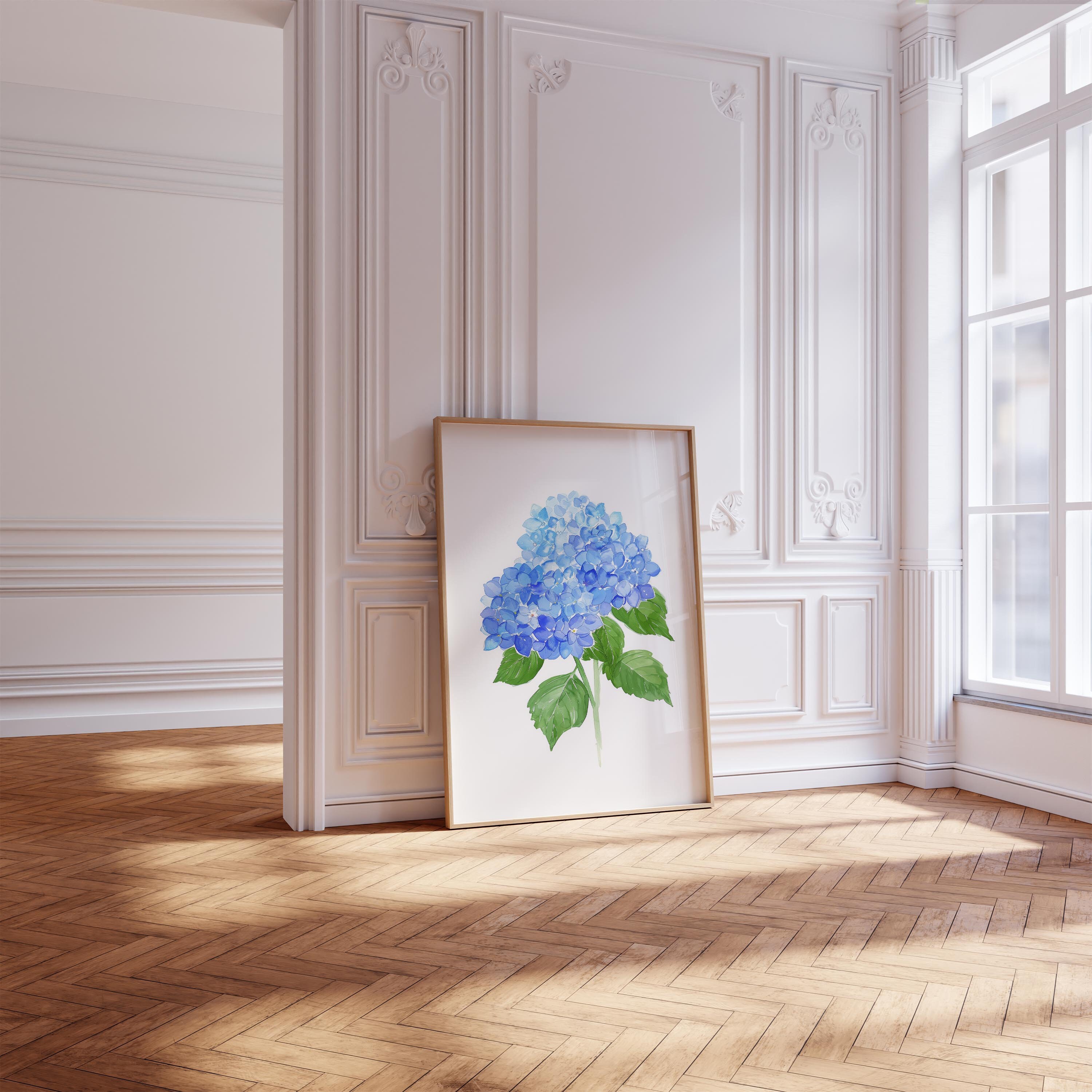 DIGITAL DOWNLOAD Blue Hydrangea Digital Print Botanical Watercolor ...