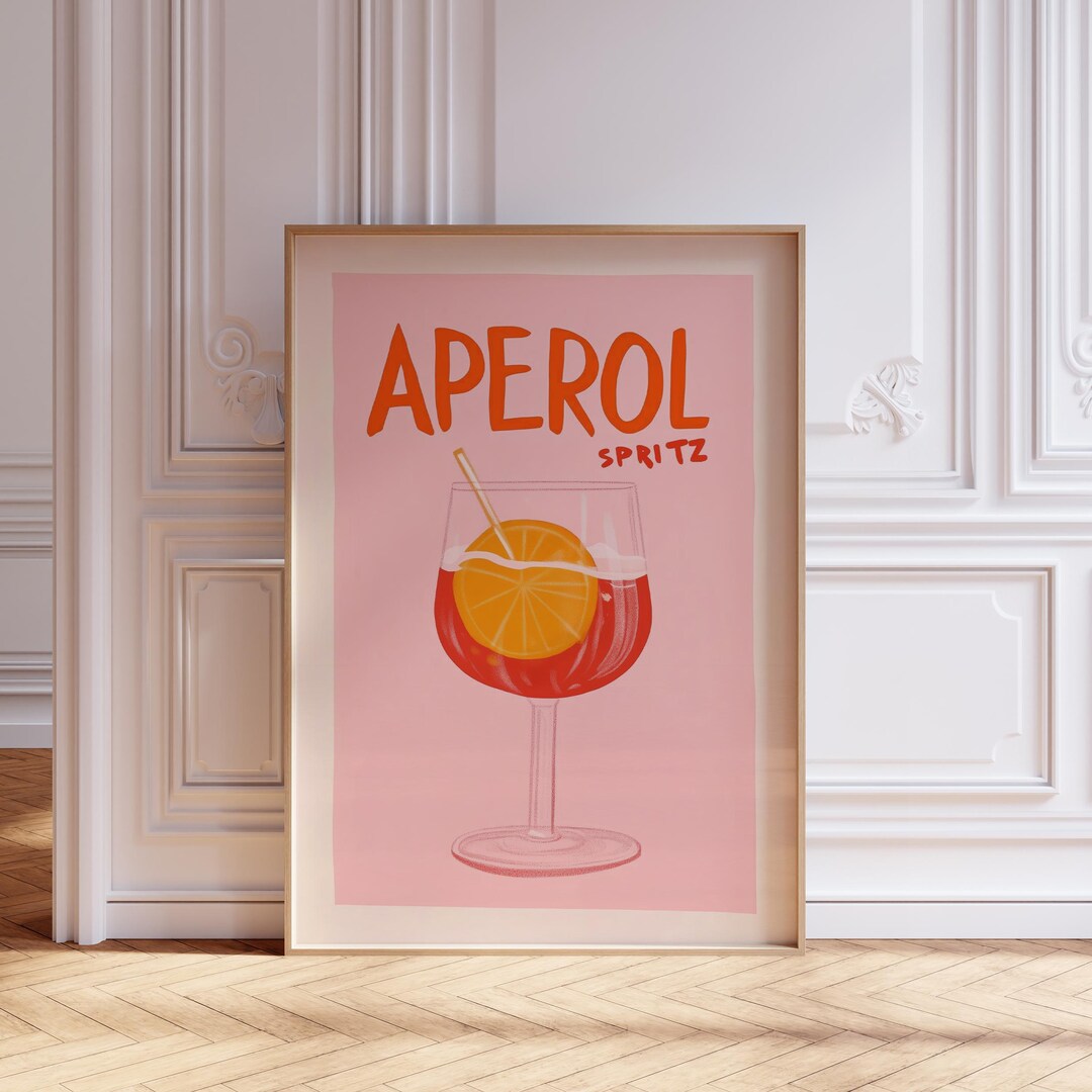 Aperol Spritz Print | Pink Aperol Spritz Art Print | Aperol Spritz Wall ...