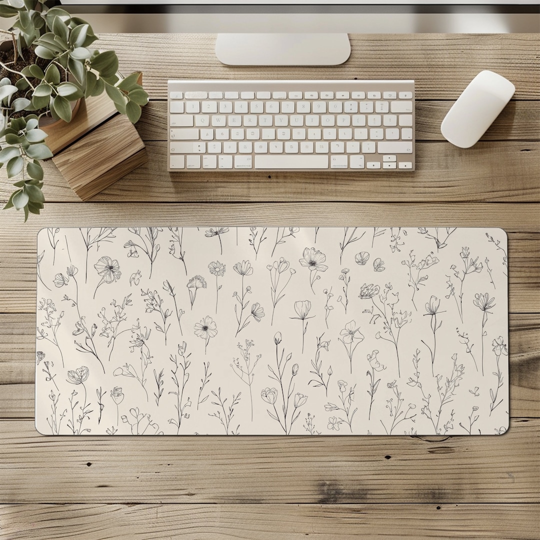 Minimalist Desk Mat | Cute Desk Mat | Beige Neutral Keyboard Mat ...