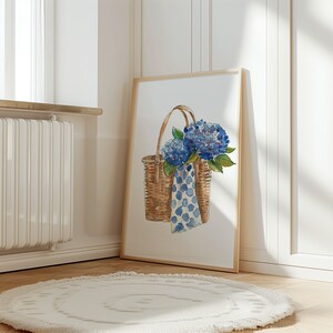Blue Hydrangea Wall Art | Coastal Granddaughter Print | Grand Millenial ...