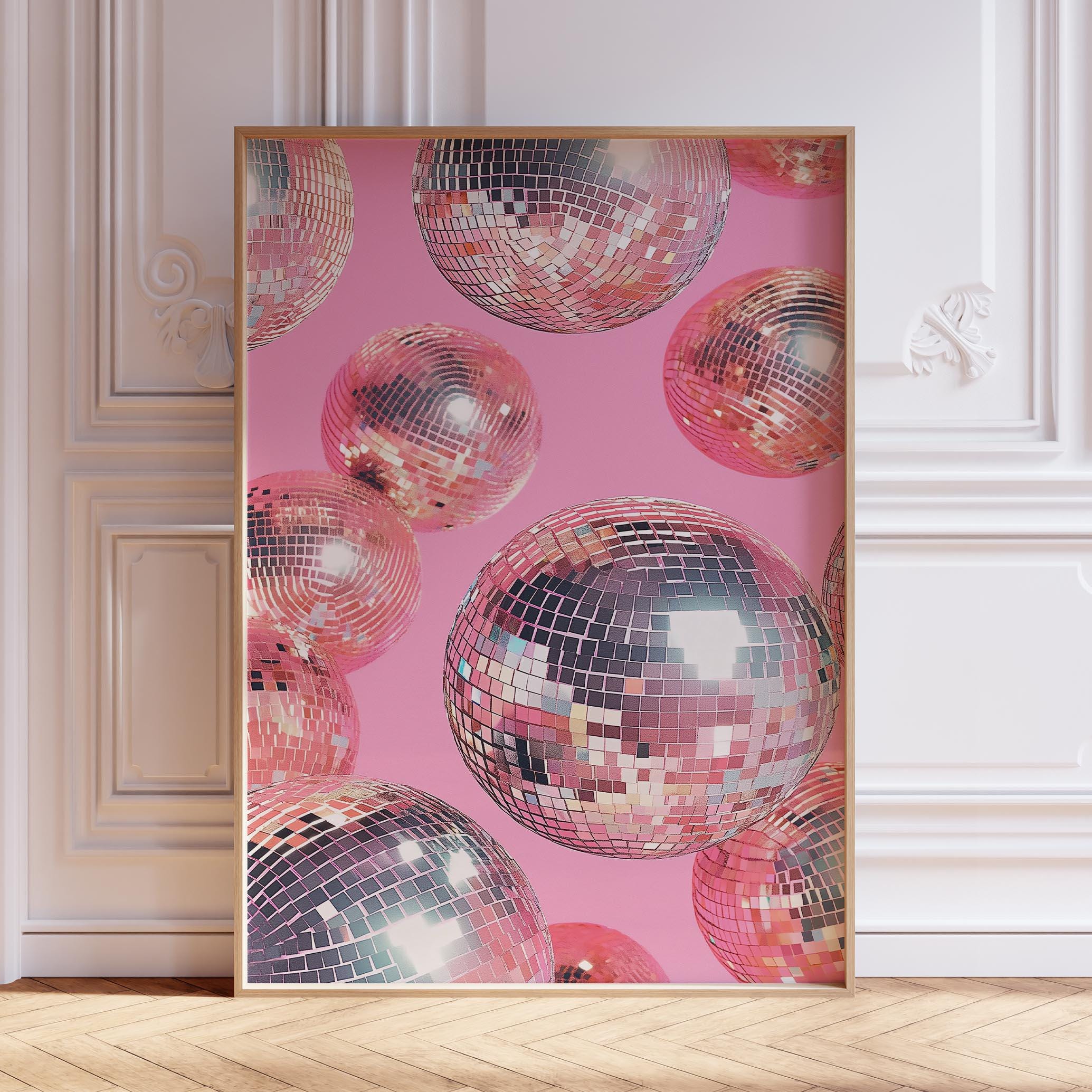 Pink Mirrorball Poster | Disco Ball Decor | Retro Disco Ball Print ...
