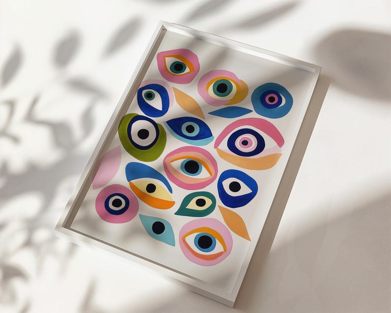 Abstract Evil Eye Wall Art Print | Trendy Evil Eye Poster | Watercolor ...
