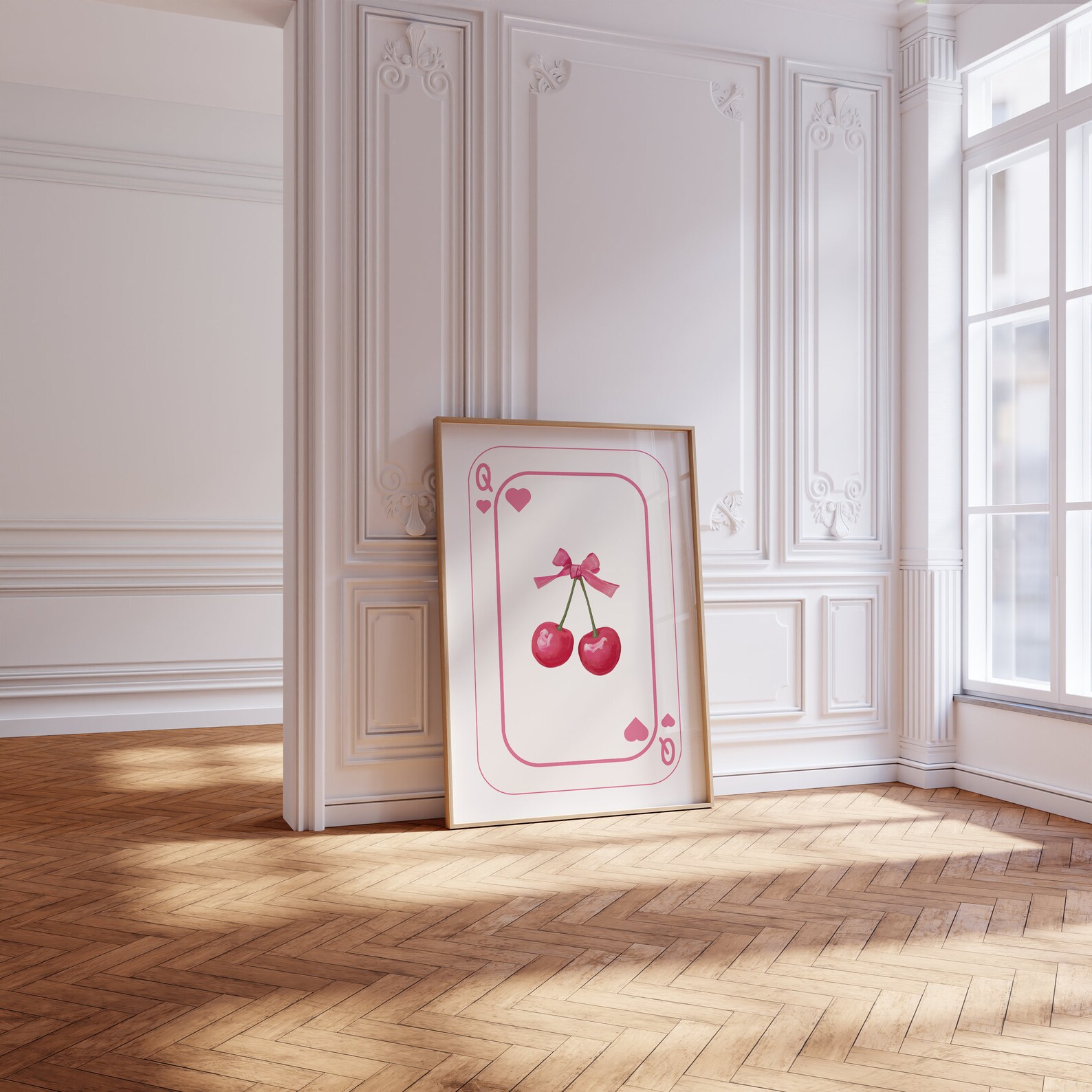 Coquette Room Decor | Pink Bow Cherry Print | Girly Coquette Poster ...