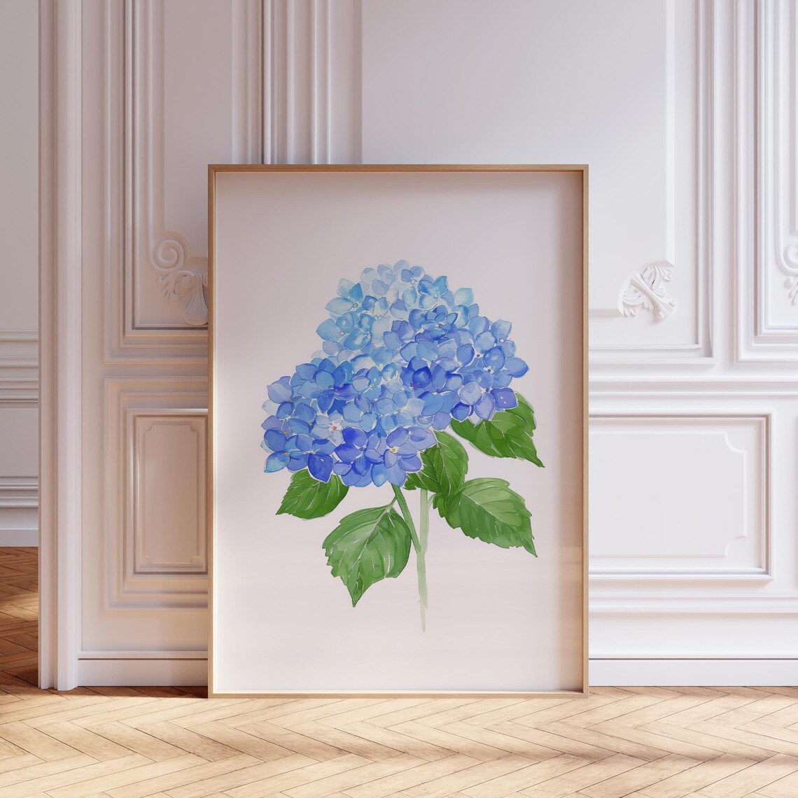 DIGITAL DOWNLOAD Blue Hydrangea Digital Print Botanical Watercolor ...
