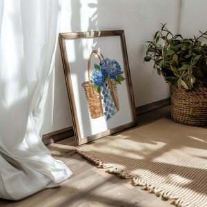 Blue Hydrangea Wall Art | Coastal Granddaughter Print | Grand Millenial ...
