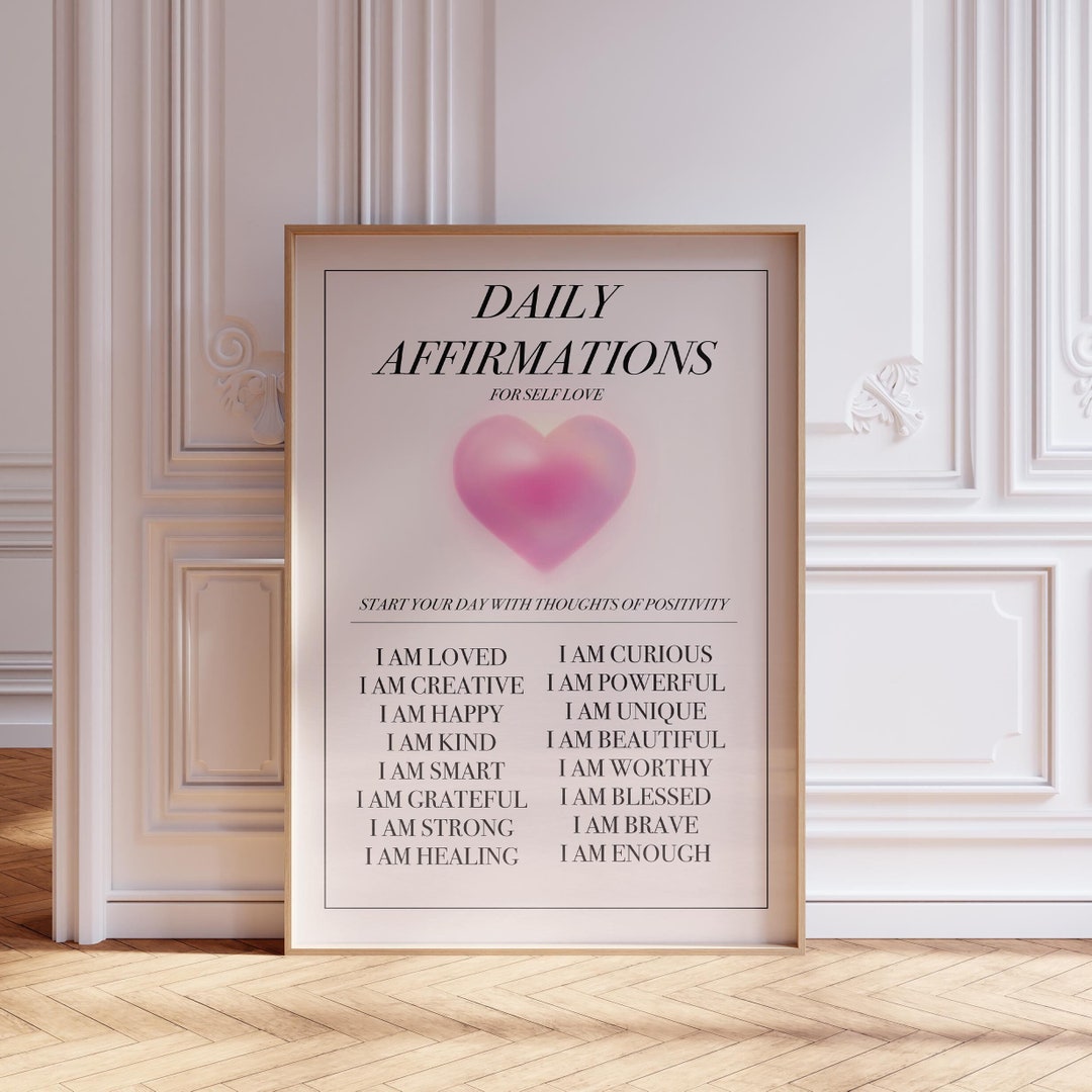 Pink Daily Affirmation Print | Self Love Daily Affirmation Wall Art | I ...