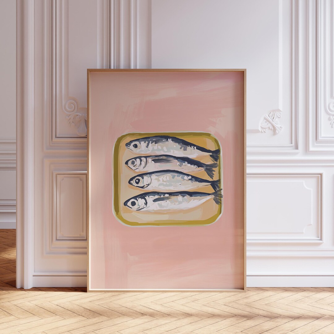 DIGITAL DOWNLOAD | Pink Sardine Print | Sardines Wall Art | Sardine Art ...
