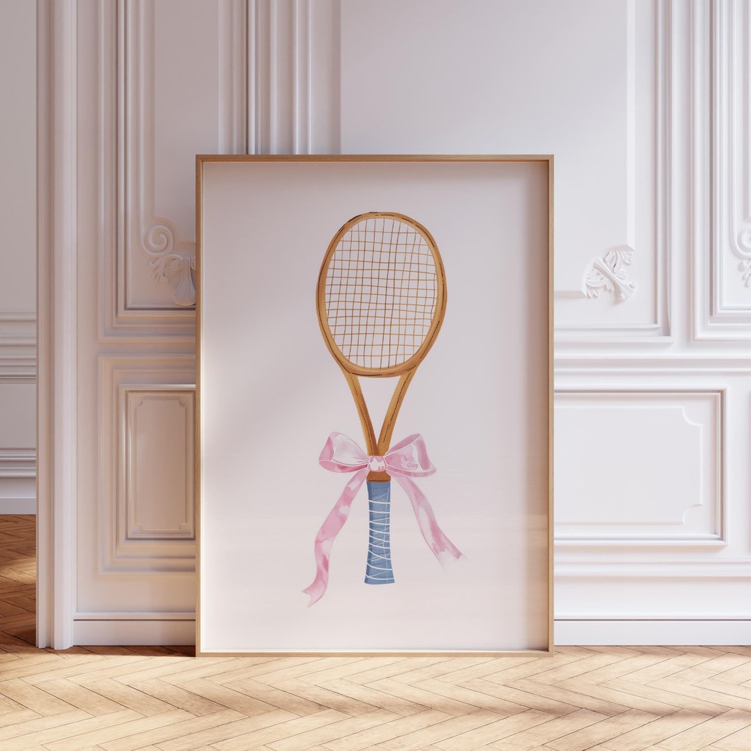 Tennis Racket With Bow Print | Coquette Sports Poster | Tennis Pink ...