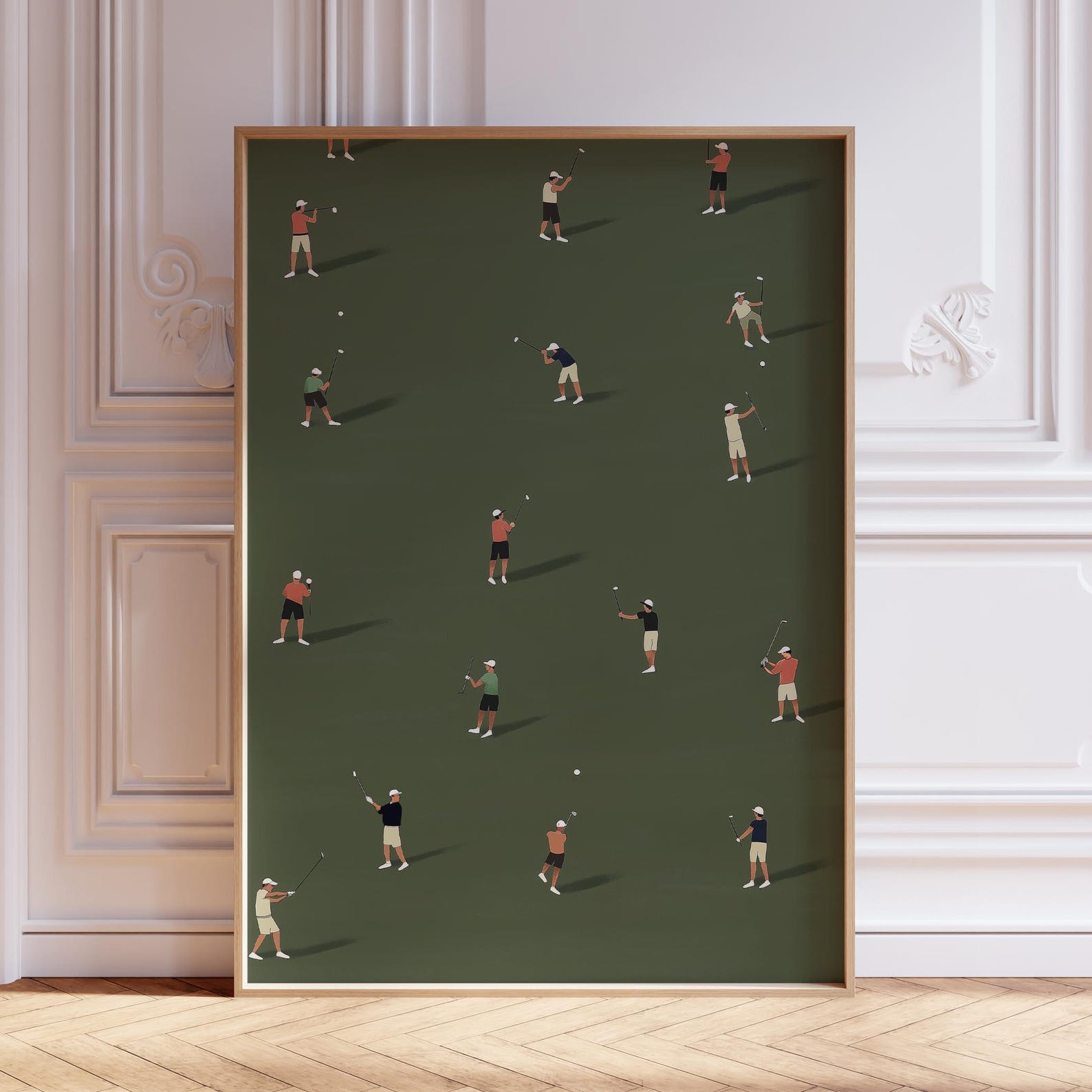 Tiny Golfers Print | Minimalist Golf Print | Golf Wall Art Abstract ...