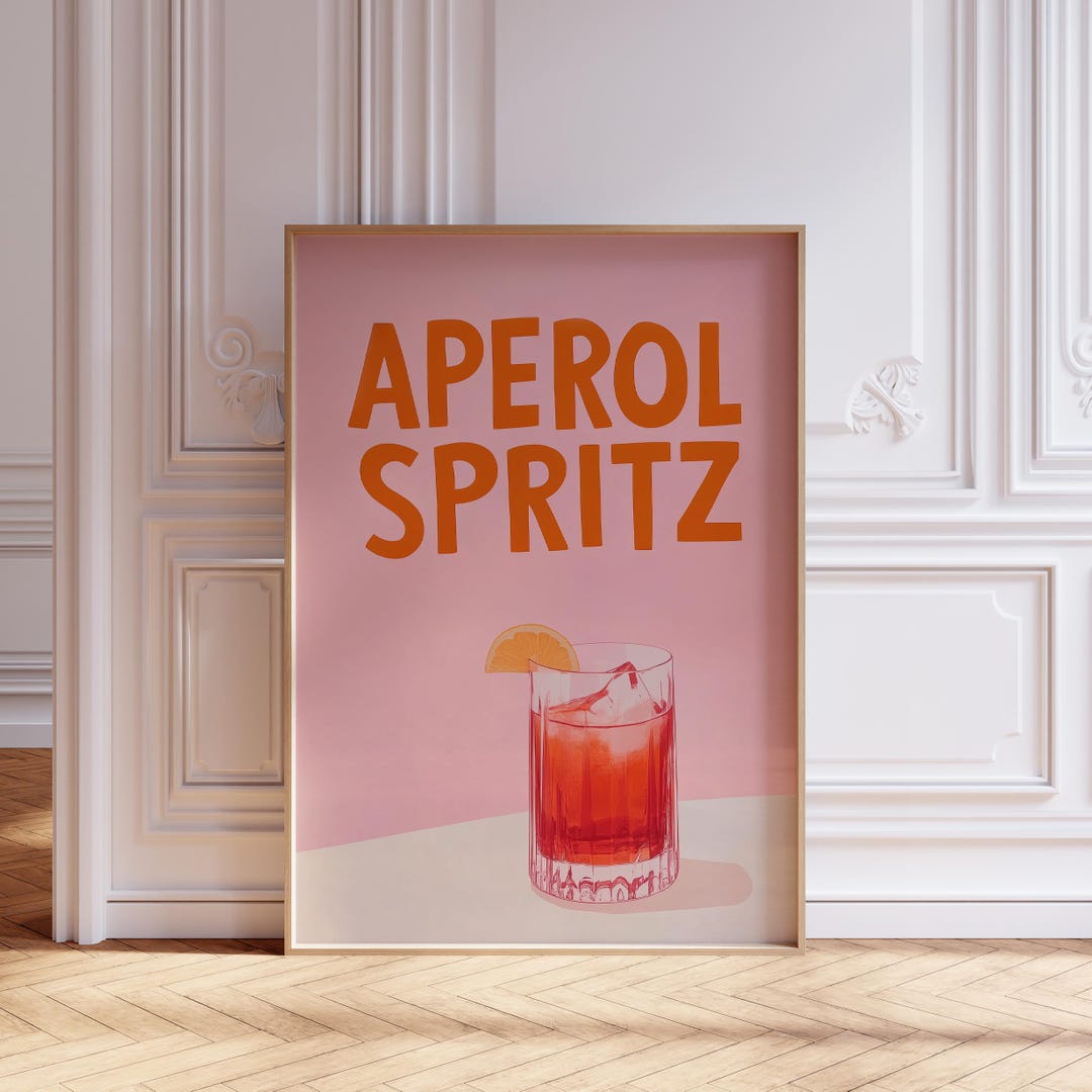 Aperol Spritz Print | Pink Aperol Spritz Art Print | Aperol Spritz Wall ...