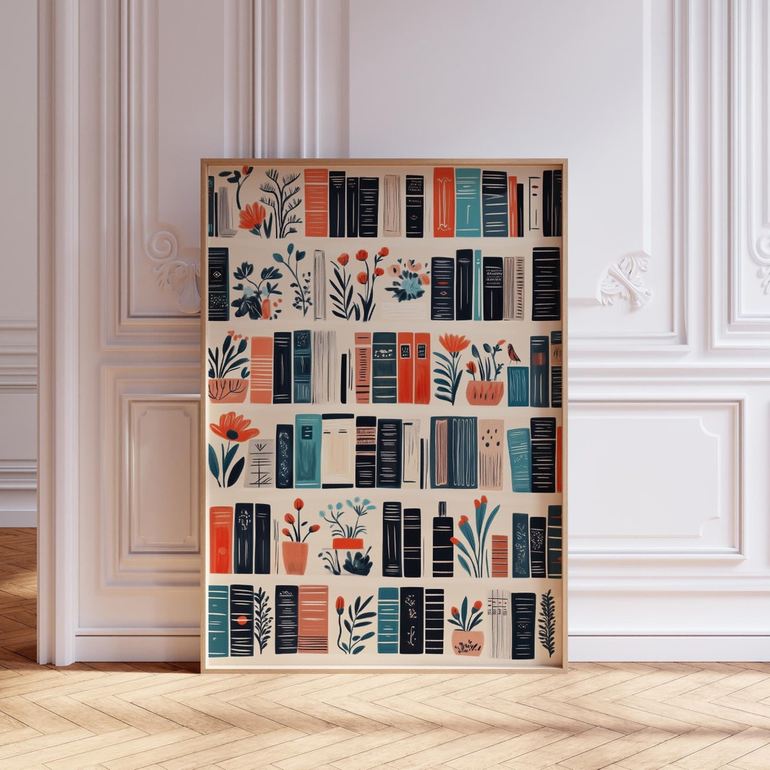 Book Art Print | Vintage Library Poster | Retro Book Lovers Art Reading ...