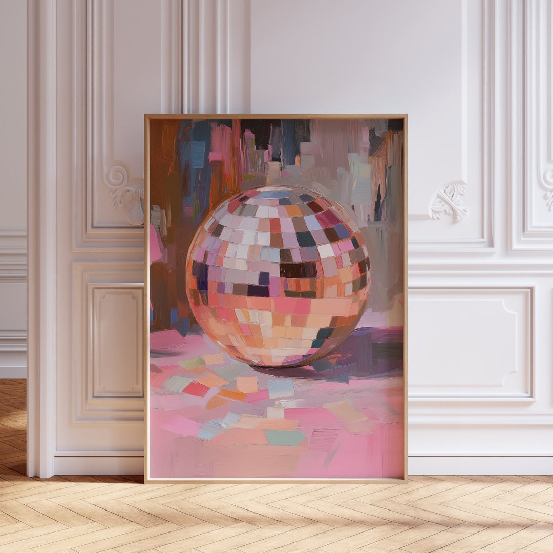 DIGITAL DOWNLOAD | Pink Disco Ball Poster | Retro Mirrorball Poster ...