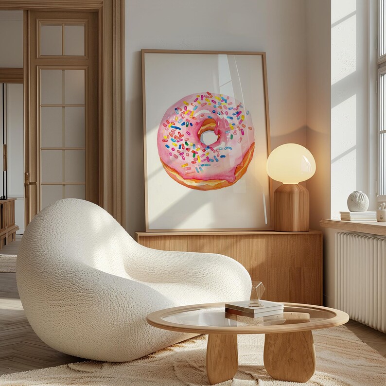 Donut Wall Art Donut Art Bakery Wall Art Dessert Wall Art Pink Donut ...