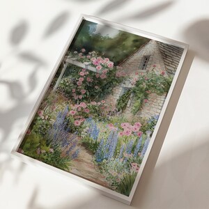 Pink Floral Print | Floral Farmhouse Wall Art | Antique Watercolor ...