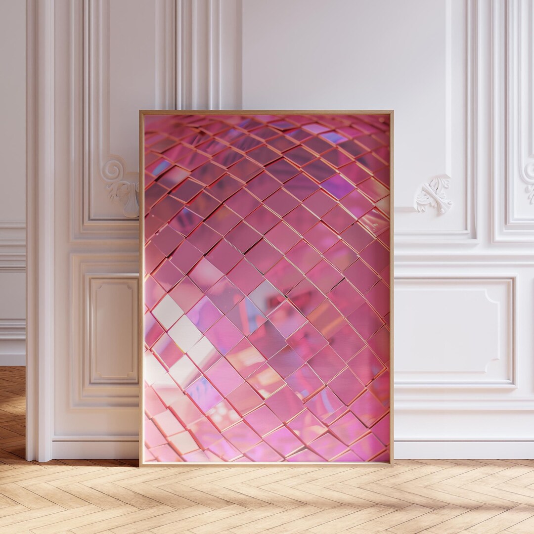 Pink Mirrorball Poster Disco Ball Decor Retro Disco Ball Print Groovy ...