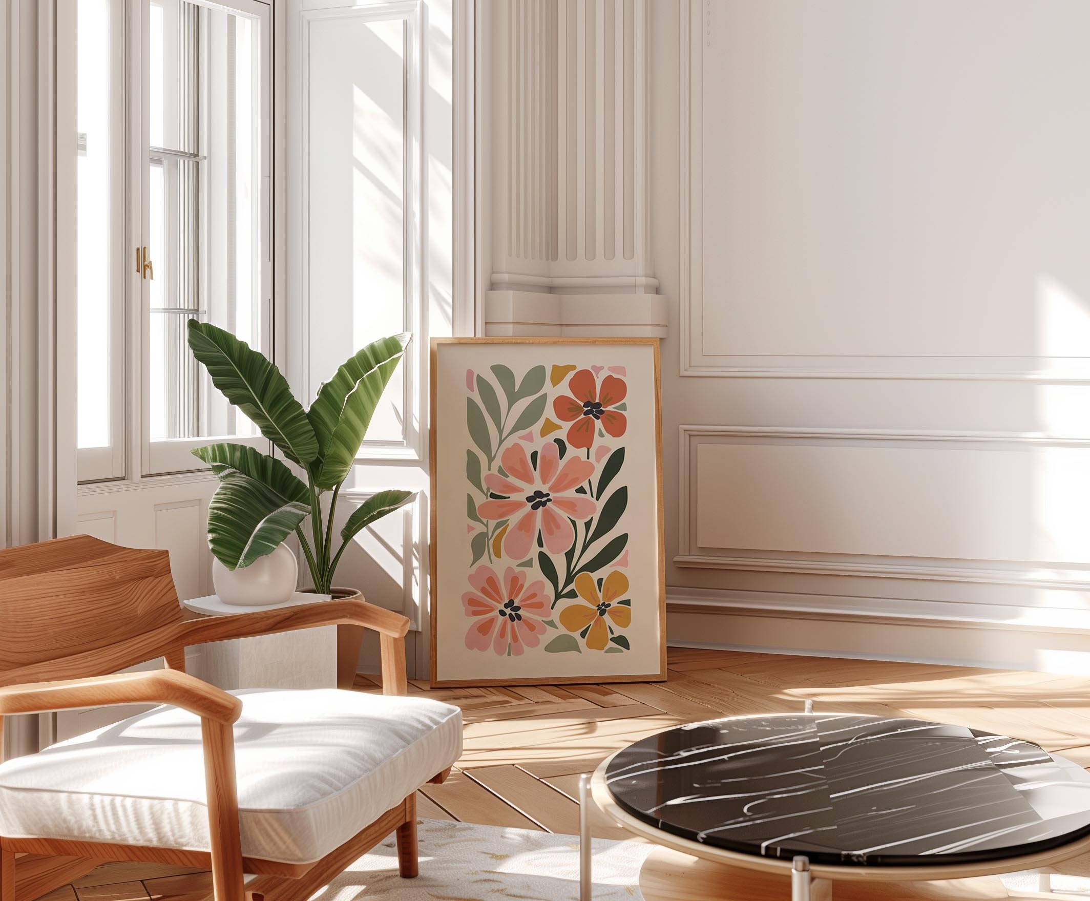 Retro Floral Print, Flower Market Print, Terracotta Wall Art, Retro ...