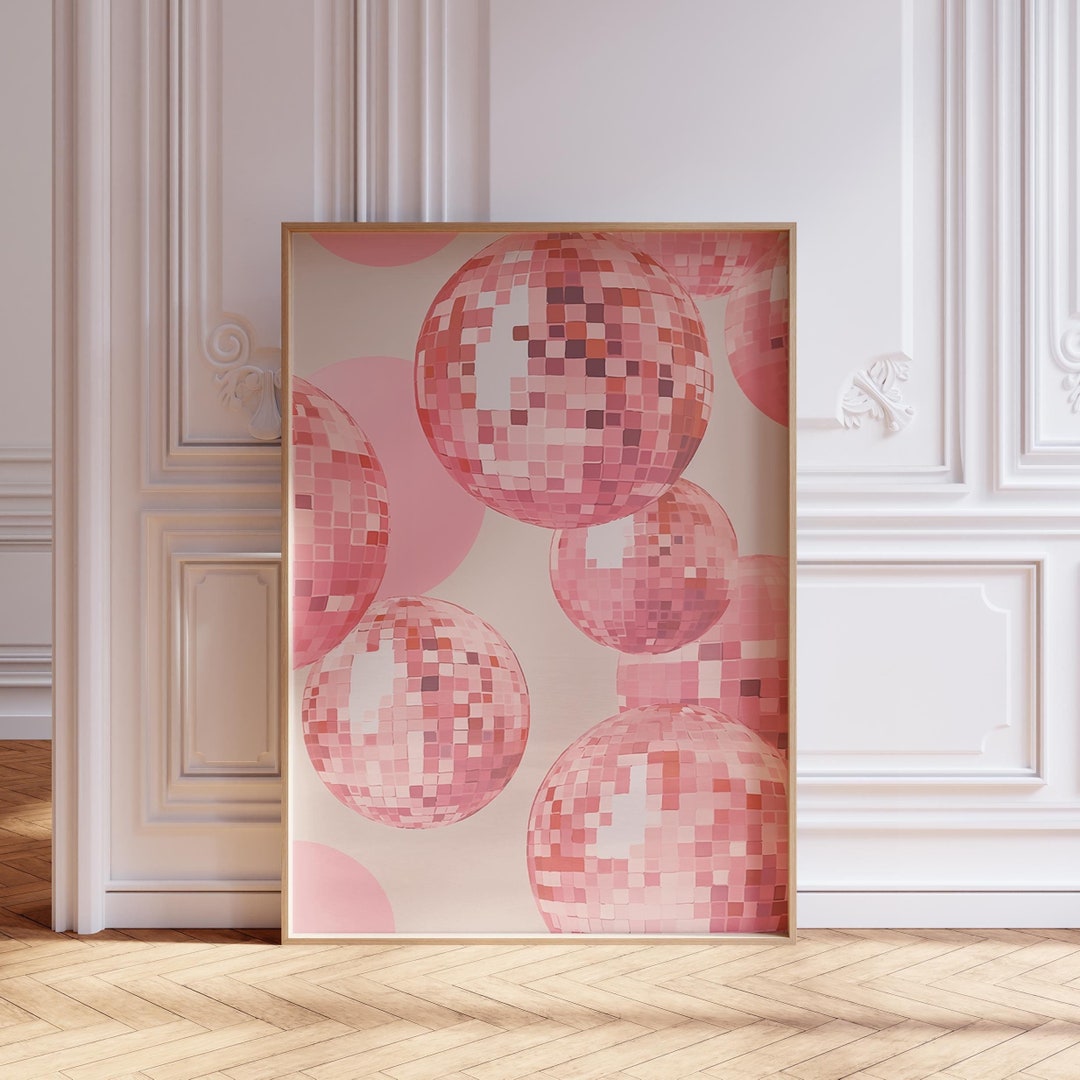 DIGITAL DOWNLOAD Pink Disco Ball Decor Funky Mirrorball Poster Girly ...