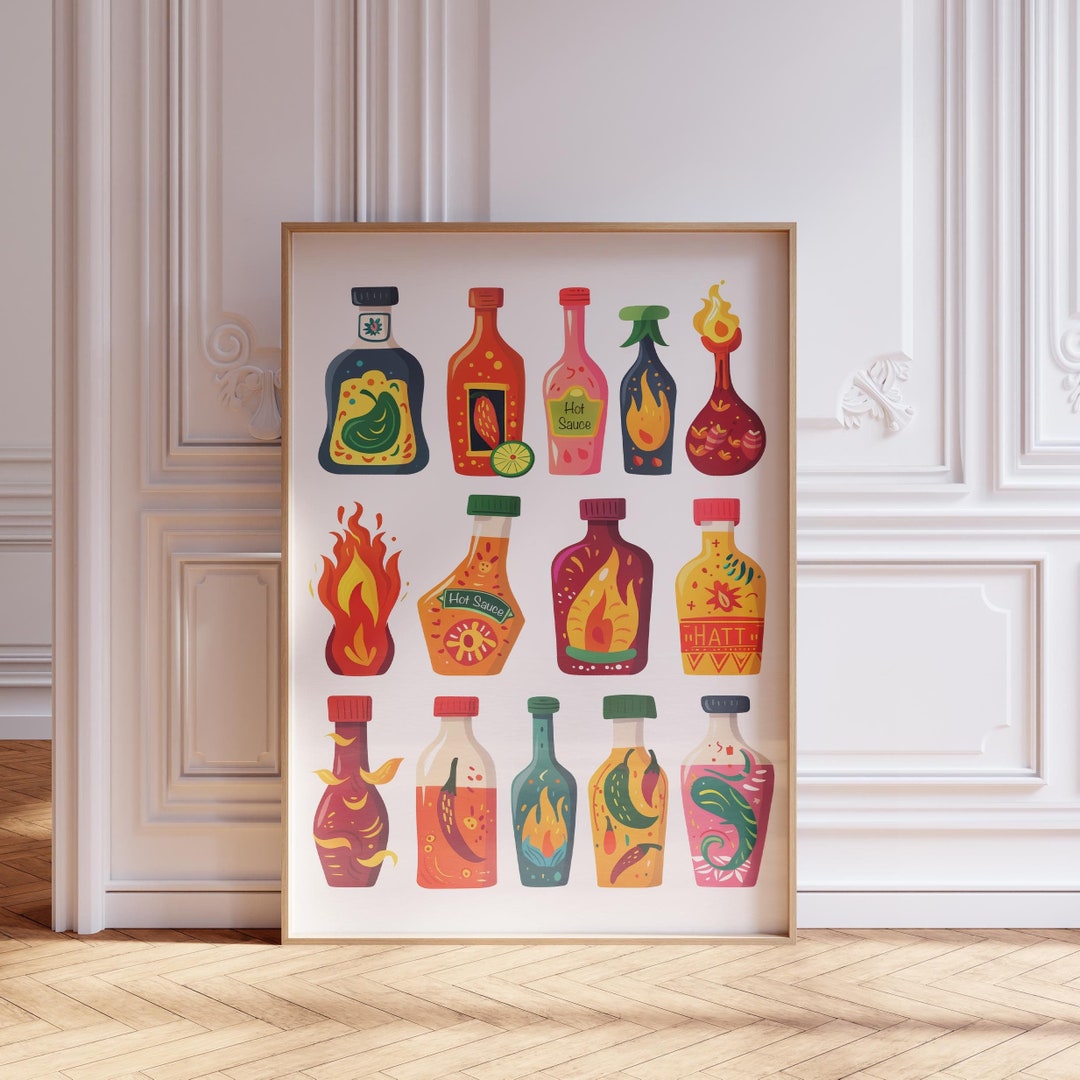 Hot Sauce Art Print | Hot Sauce Wall Art | Cooking Poster | Cooking Art ...