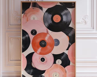 Pink Vinyl Record Poster | Retro Record Print | Vintage Vinyl Record ...