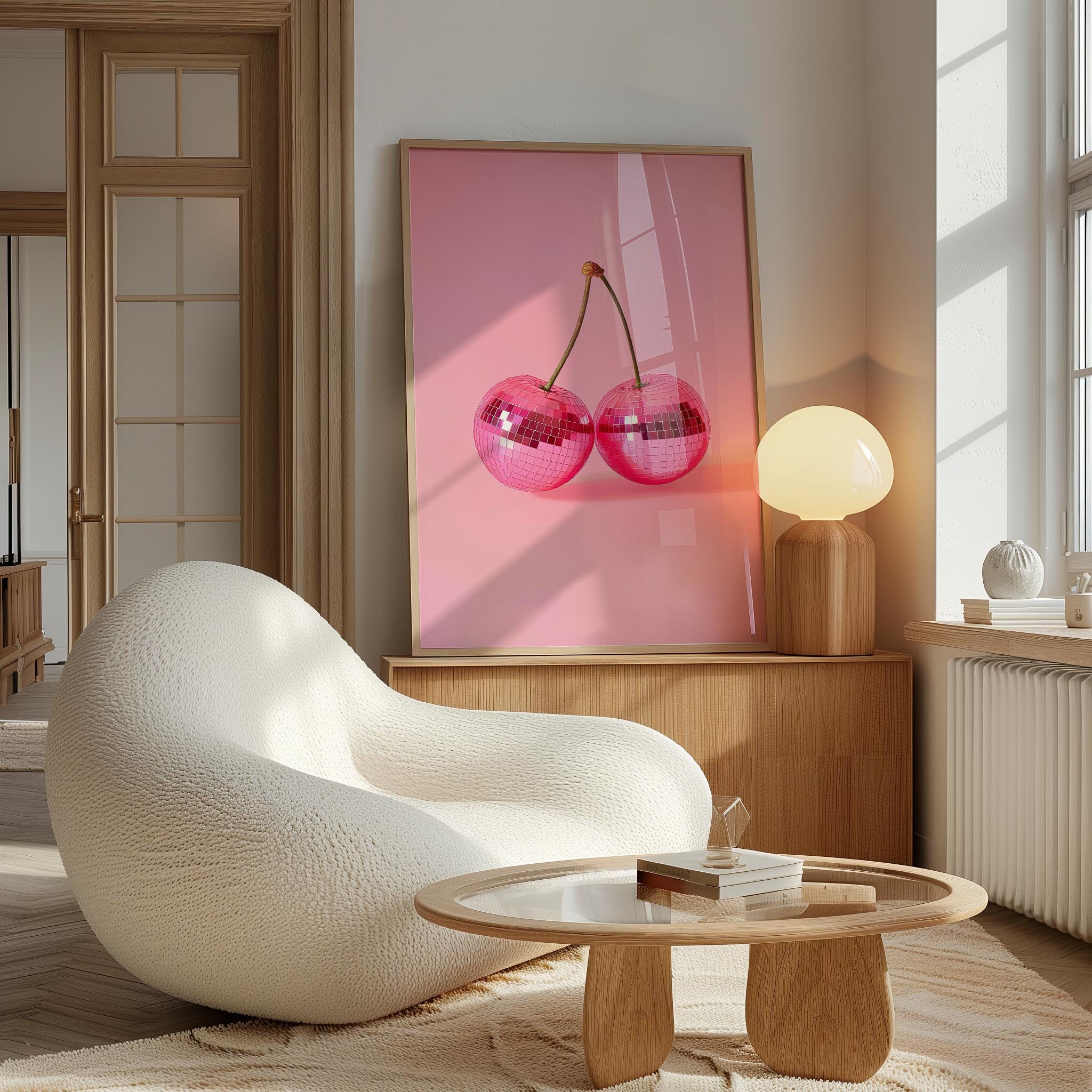 Pink Mirrorball Poster Disco Ball Print Retro Disco Ball Decor Groovy ...