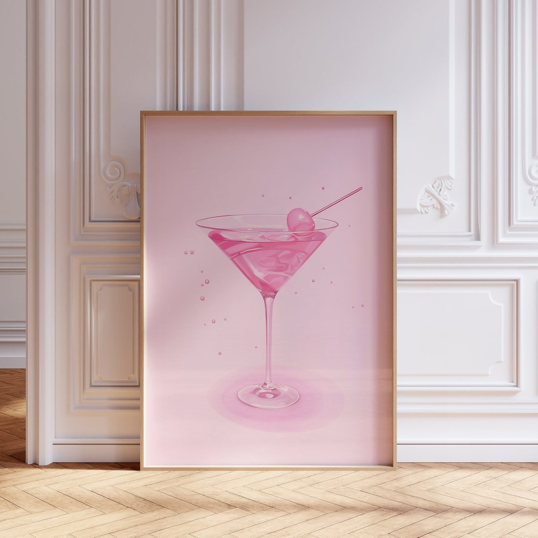 Pink Martini Poster | Pink Drink Print | Pink Bar Cart Print | Pink ...