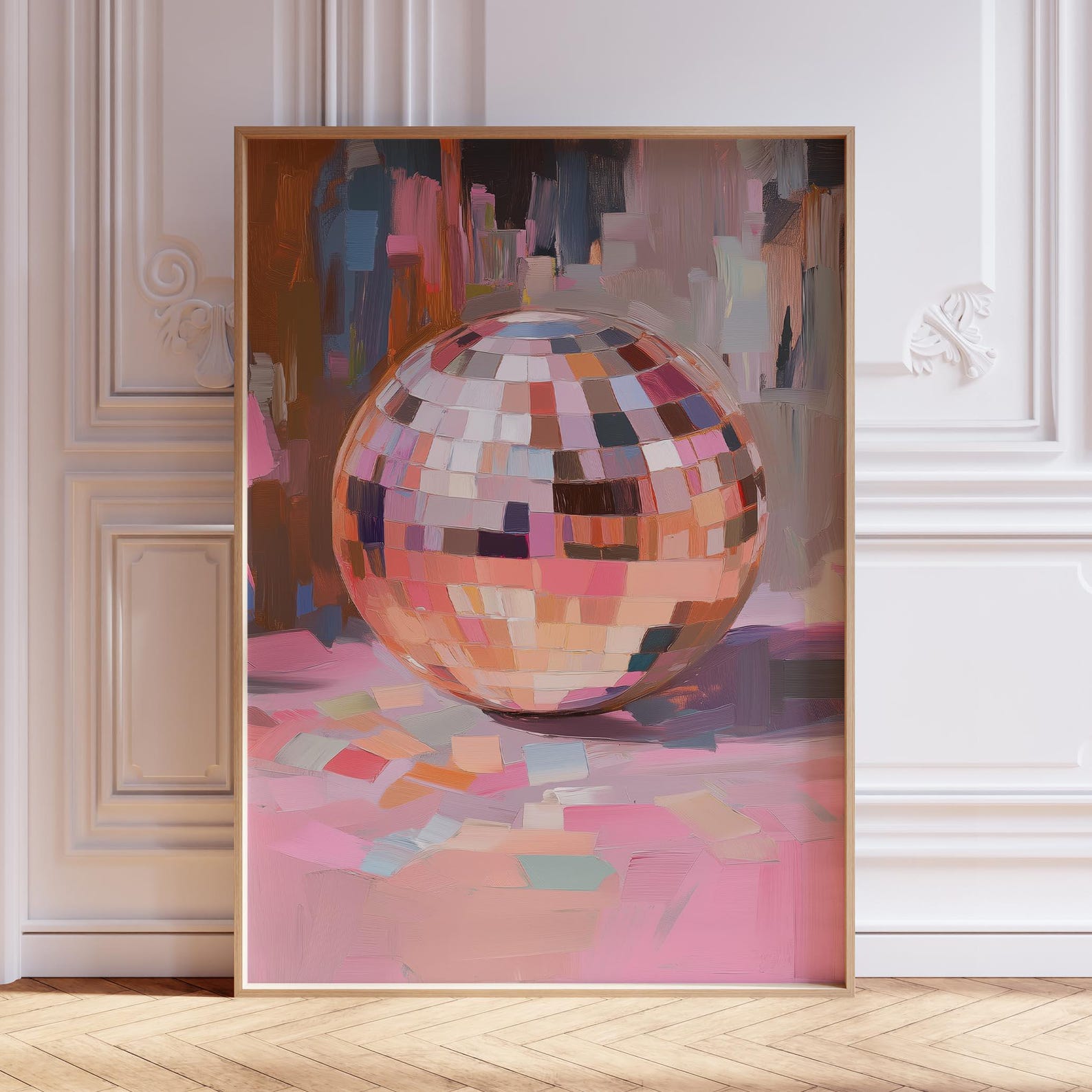 Pink Disco Ball Poster | Retro Mirrorball Poster | Groovy Mirror Ball ...