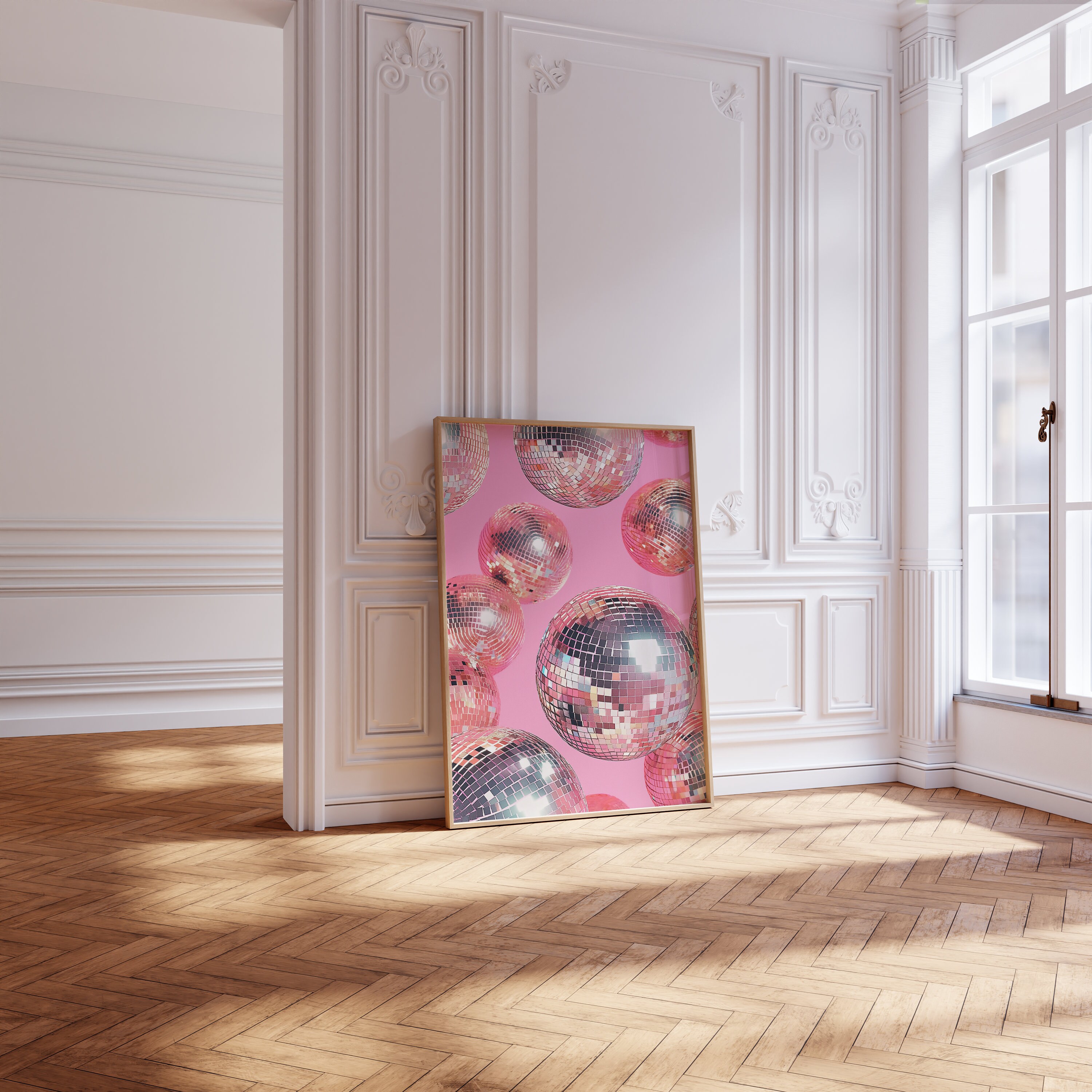 Pink Mirrorball Poster | Disco Ball Decor | Retro Disco Ball Print ...