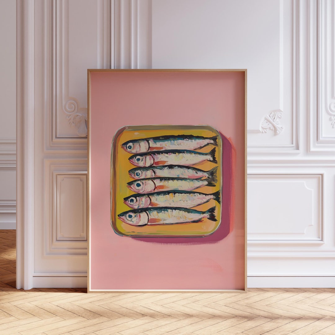 DIGITAL DOWNLOAD | Pink Sardine Print | Retro Sardines Wall Art ...