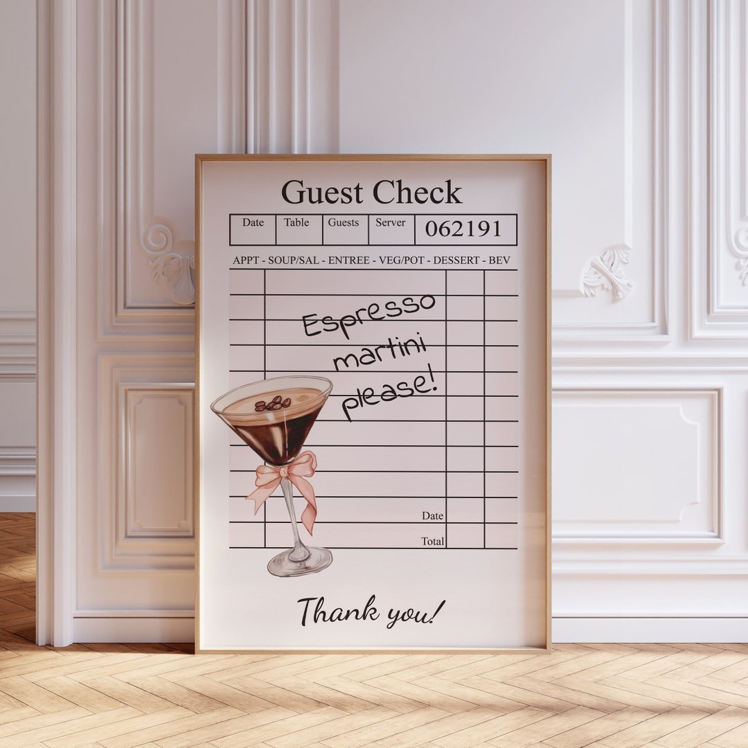 Guest Check Espresso Martini Print | Trendy Guest Check Art Print ...