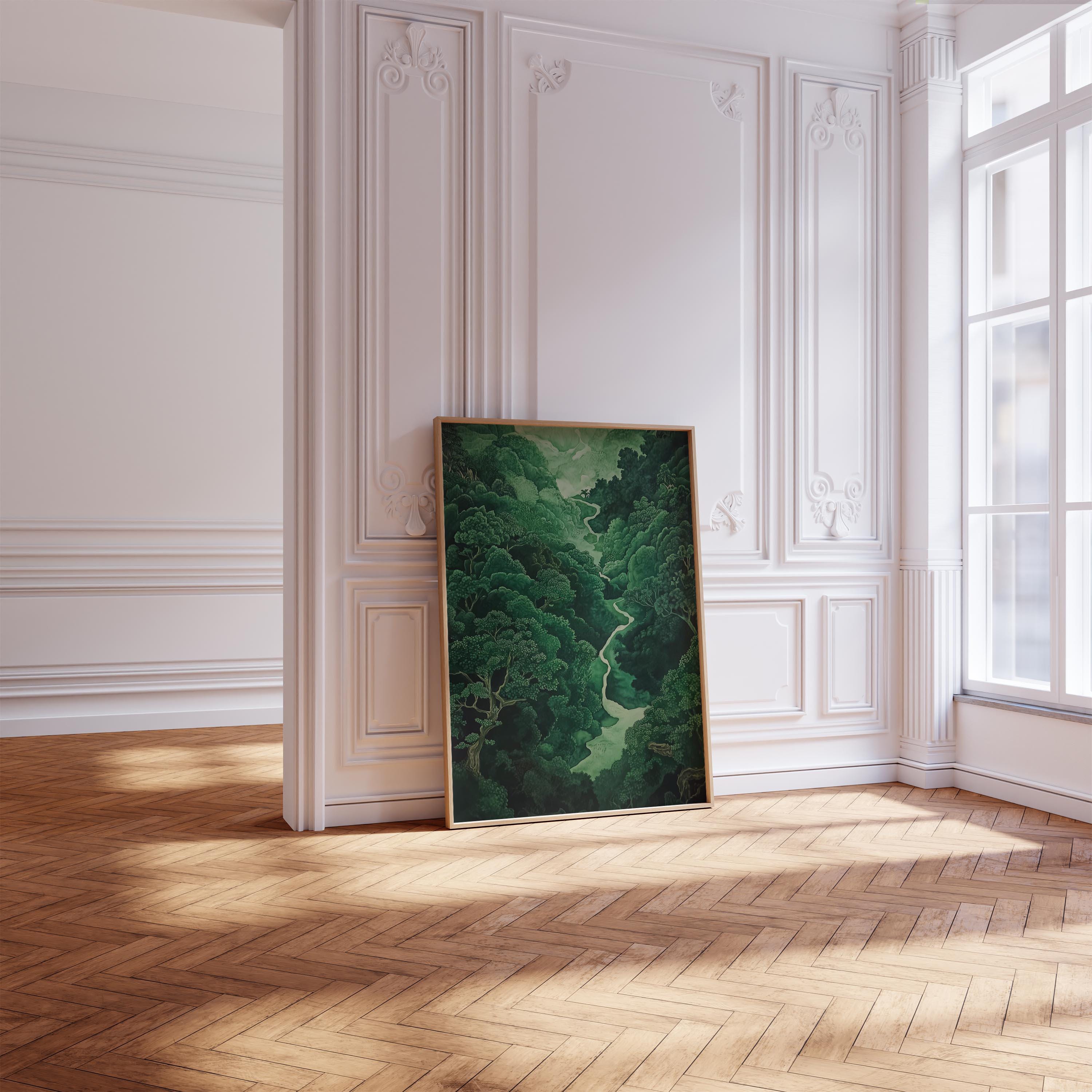 Green Japandi Wall Art | Asian Art Print | Japandi Trees Landscape ...