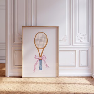 Tennis Racket With Bow Print | Coquette Sports Poster | Tennis Pink ...