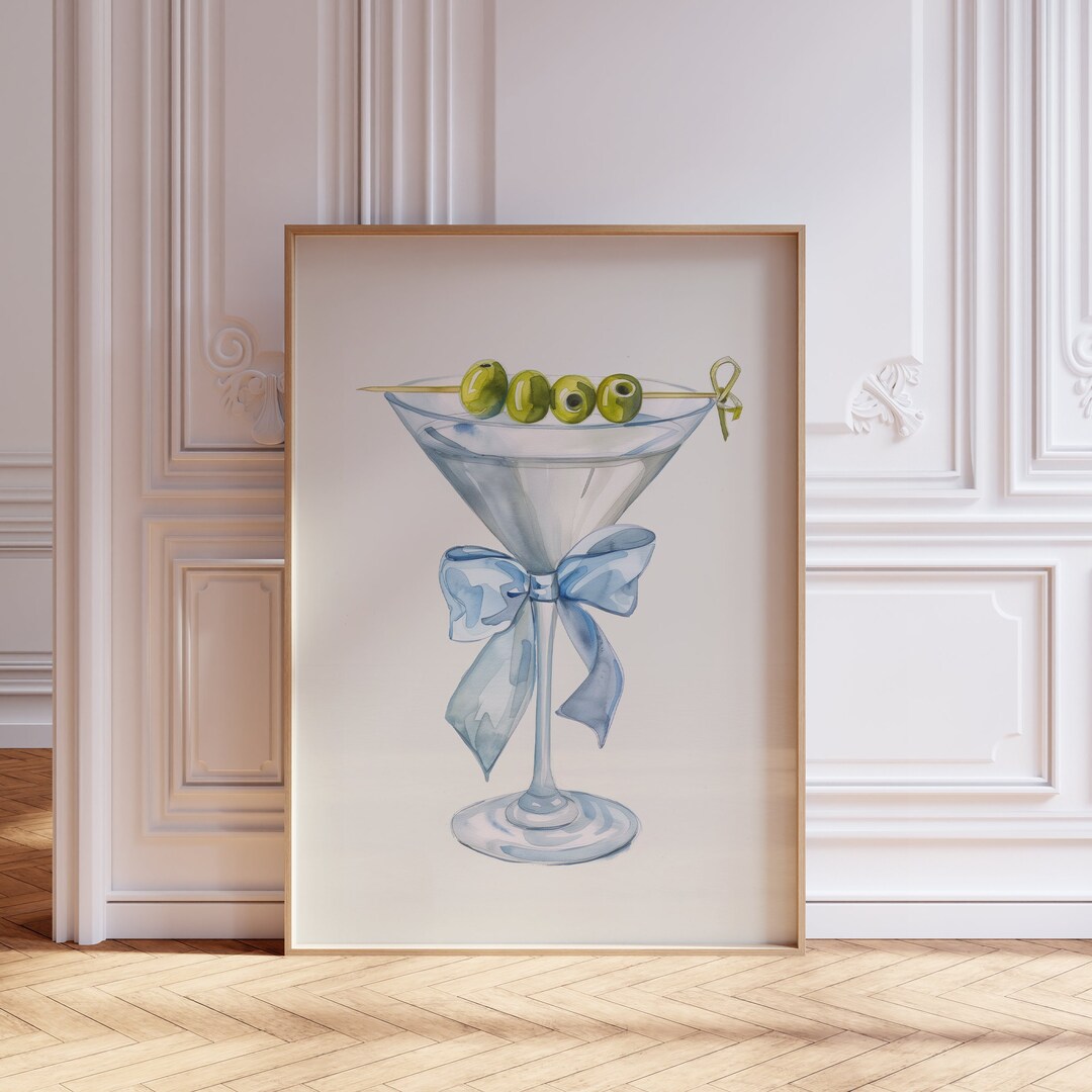 Dirty Martini Print | Blue Martini Print | Blue Drink Print ...