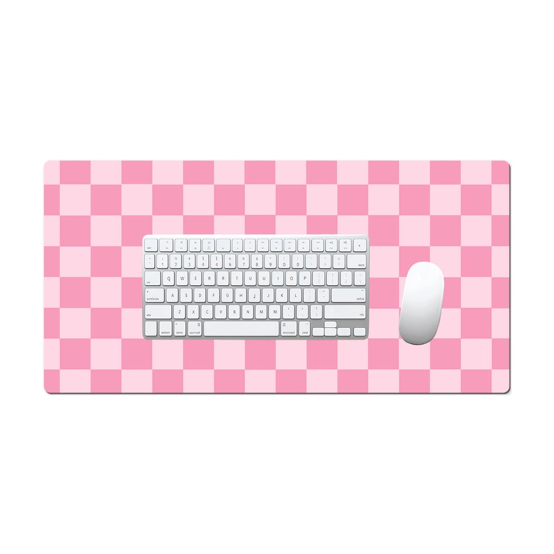 Pink Desk Mat | Checkered Computer Mat | Retro Desk Mat | Cute Desk Pad ...