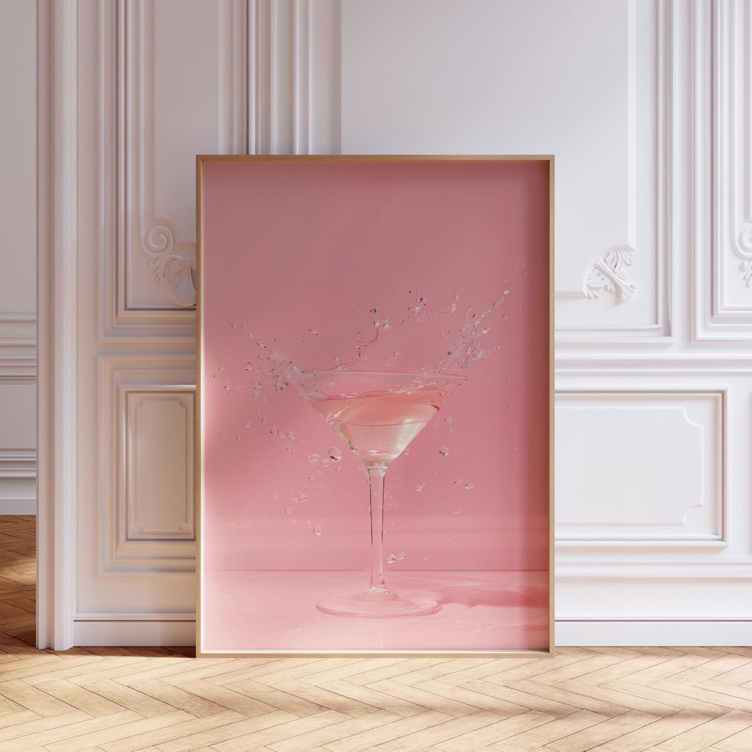 DIGITAL DOWNLOAD | Pink Martini Poster | Pink Drink Print | Bar Cart ...