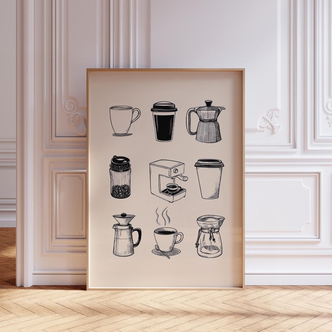 DIGITAL DOWNLOAD | Retro Coffee Wall Art | Neutral Coffee Poster ...