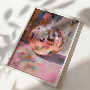DIGITAL DOWNLOAD | Pink Disco Ball Poster | Retro Mirrorball Poster ...