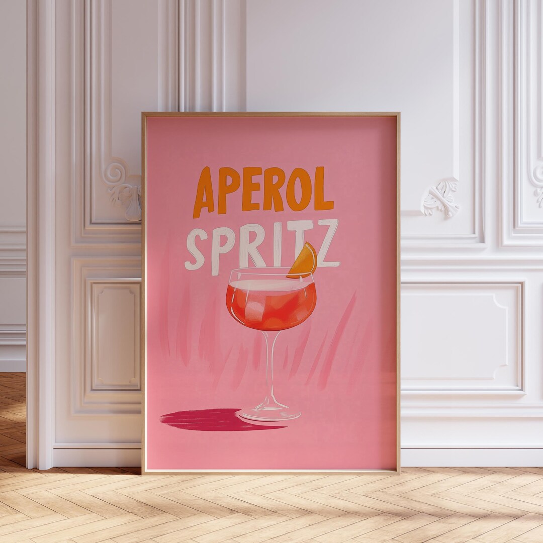 Aperol Spritz Print | Pink Aperol Spritz Art Print | Aperol Spritz Wall ...