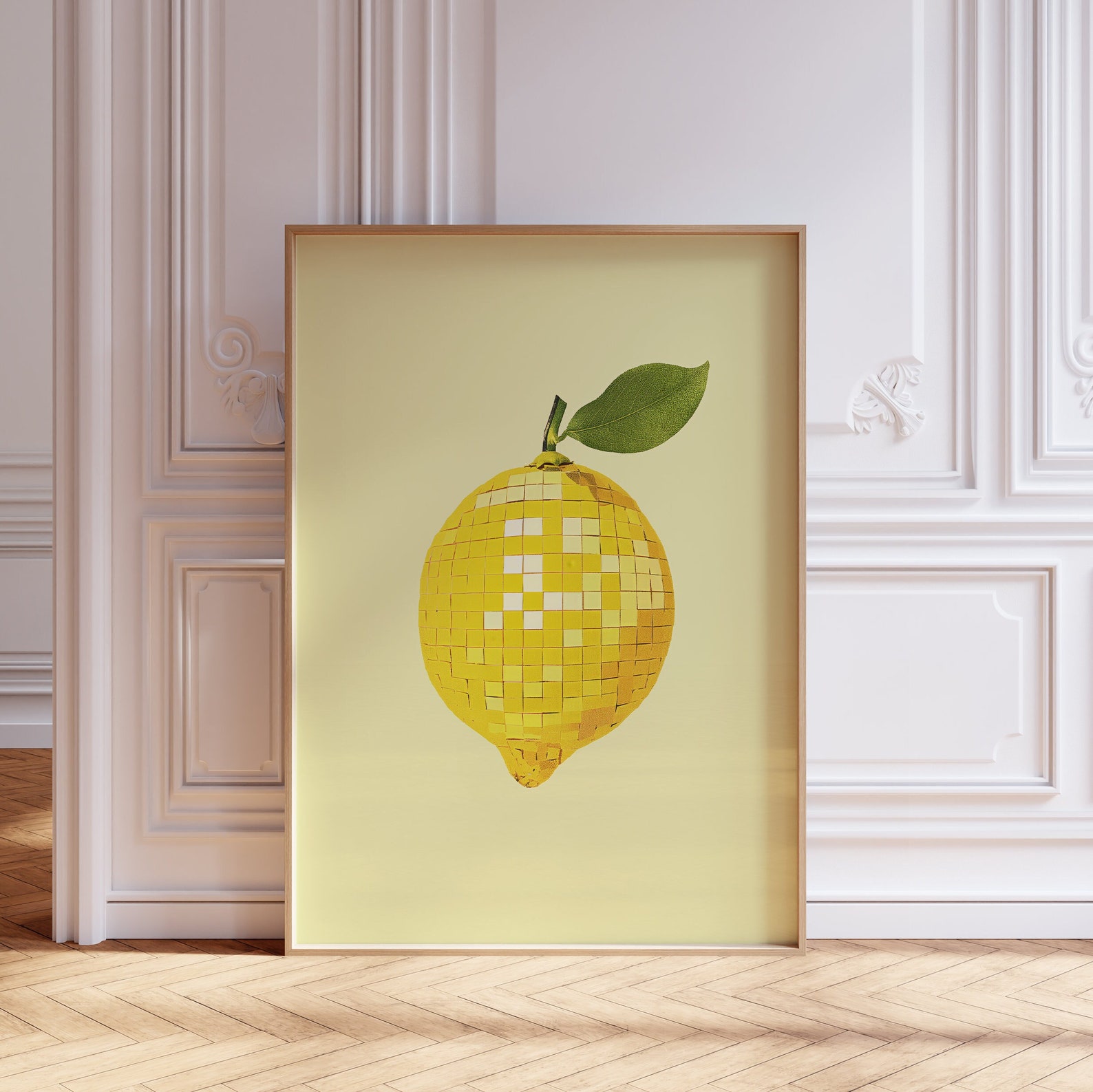 Lemon Disco Ball Print | Yellow Kitchen Poster | Fruit Disco Ball ...