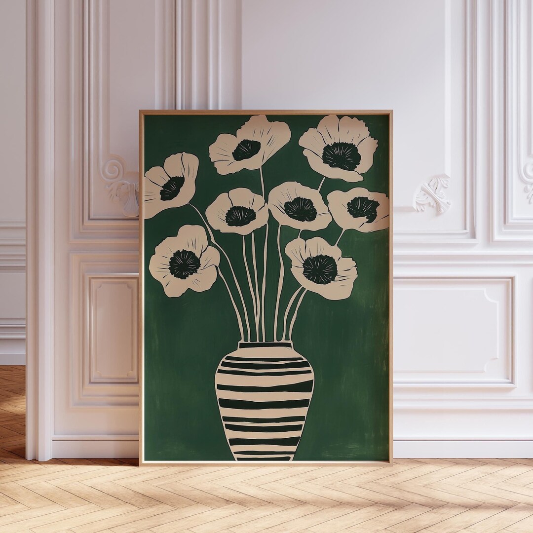 Abstract Green Floral Print | Dark Green Floral Wall Art | Matisse ...
