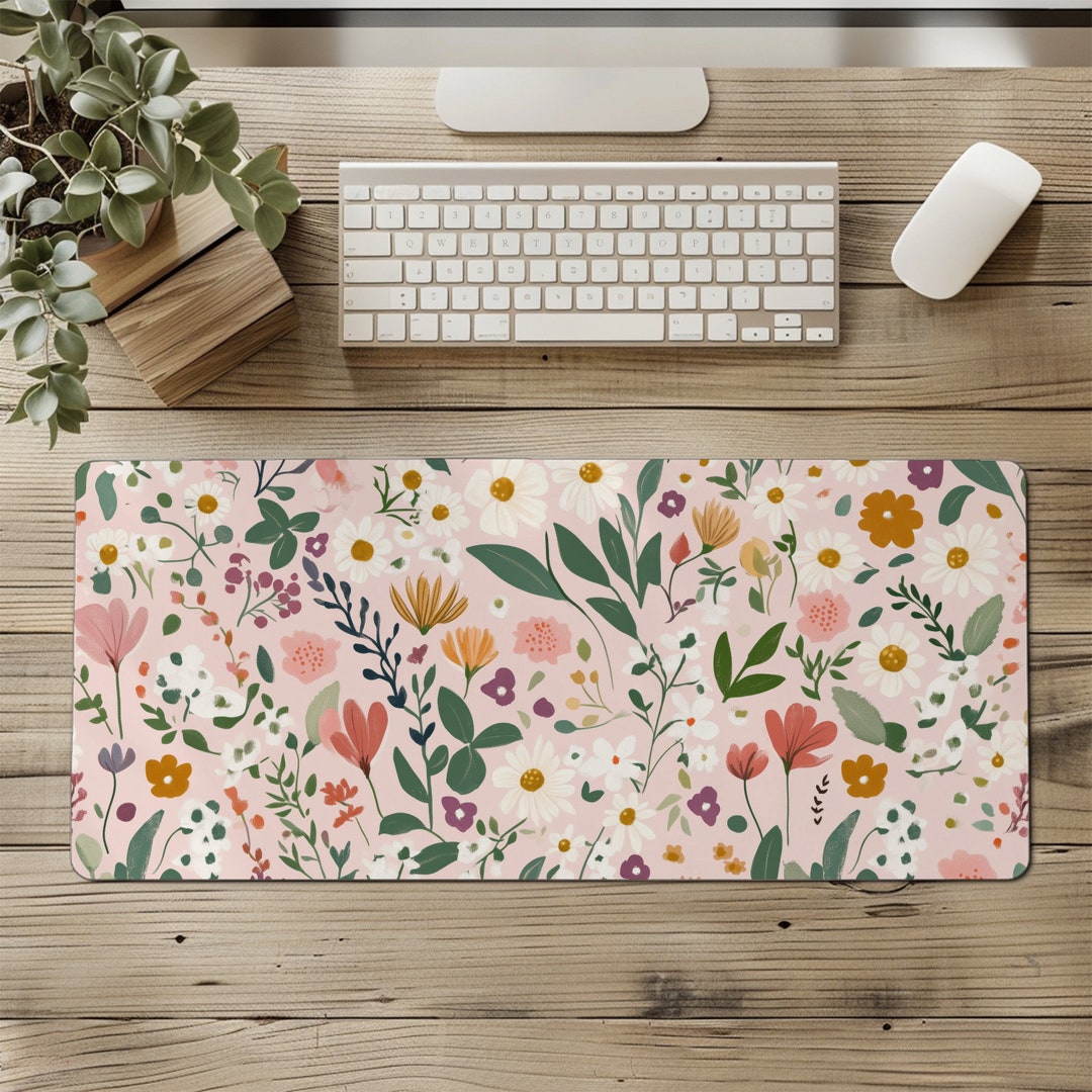 Floral Desk Mat | Cottagecore Desk Mat | Cute Desk Pad | Pink Desk Pad ...
