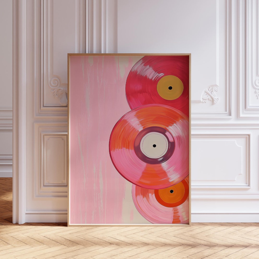 Pink Vinyl Record Poster | Retro Record Print | Vintage Vinyl Record ...