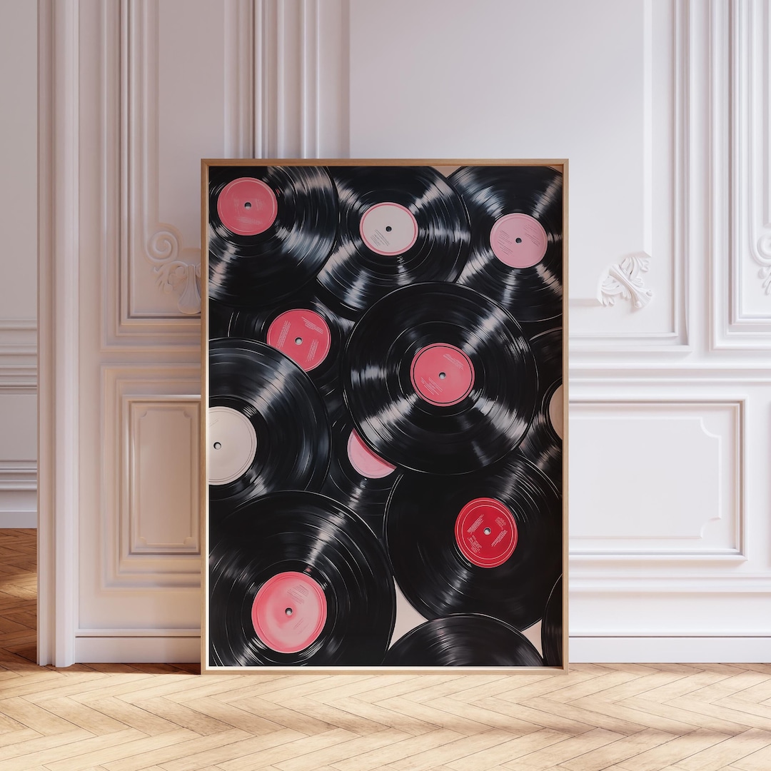 Pink Vinyl Record Poster | Retro Record Print | Vintage Vinyl Record ...